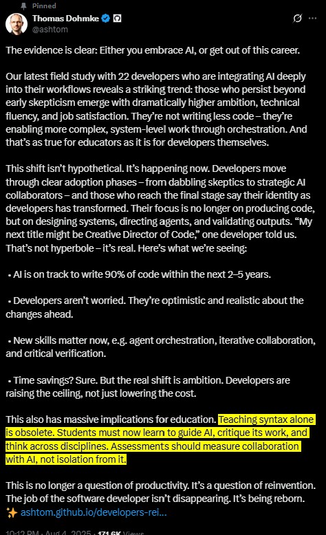 GitHub CEO Thomas Dohmke Warns Developers: "Either Embrace AI or Get Out of This Career"